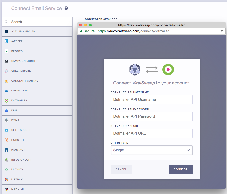 dotmailer Integration with ViralSweep - ViralSweep